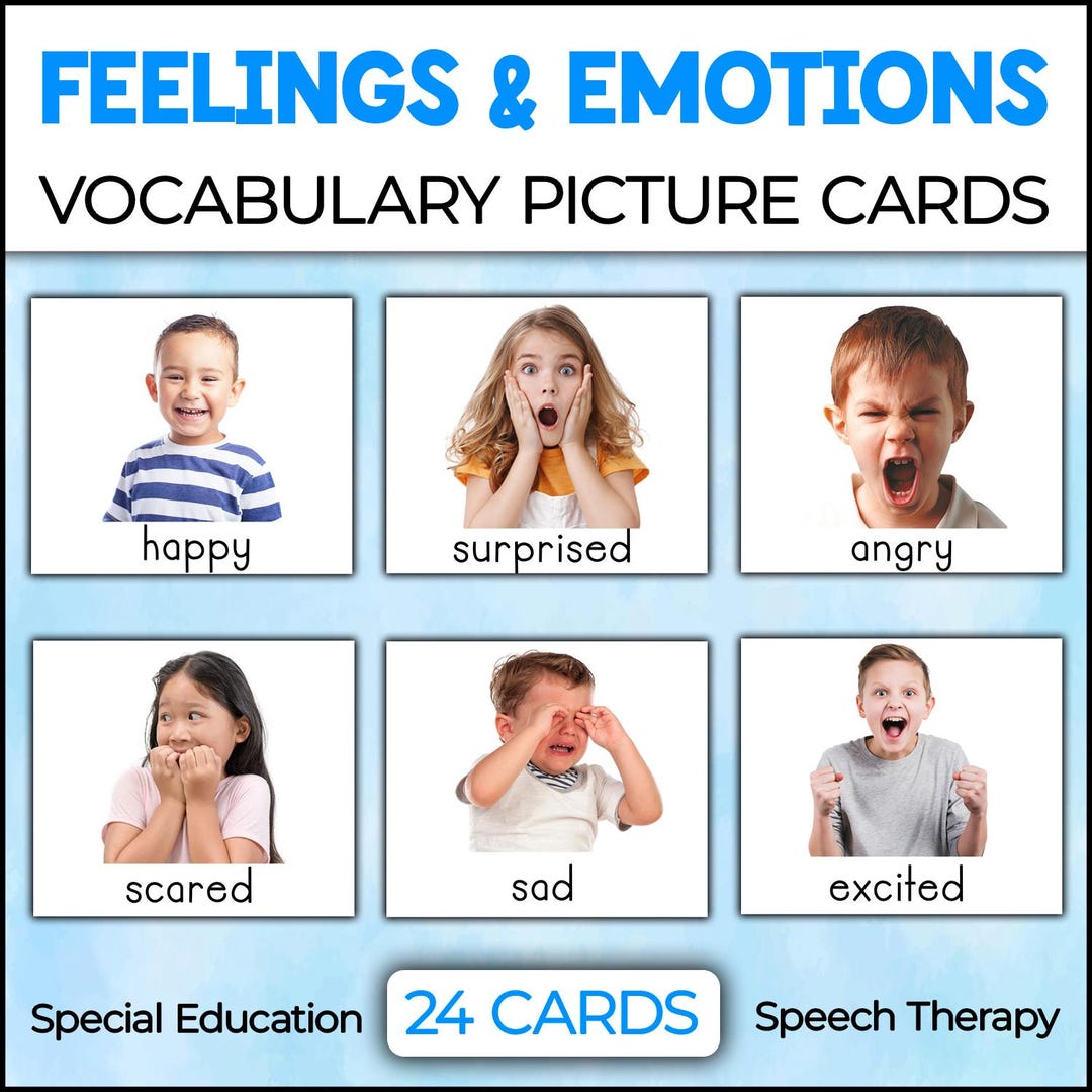 Feelings and Emotions Picture Cards | Flashcards for Autism, Speech ...