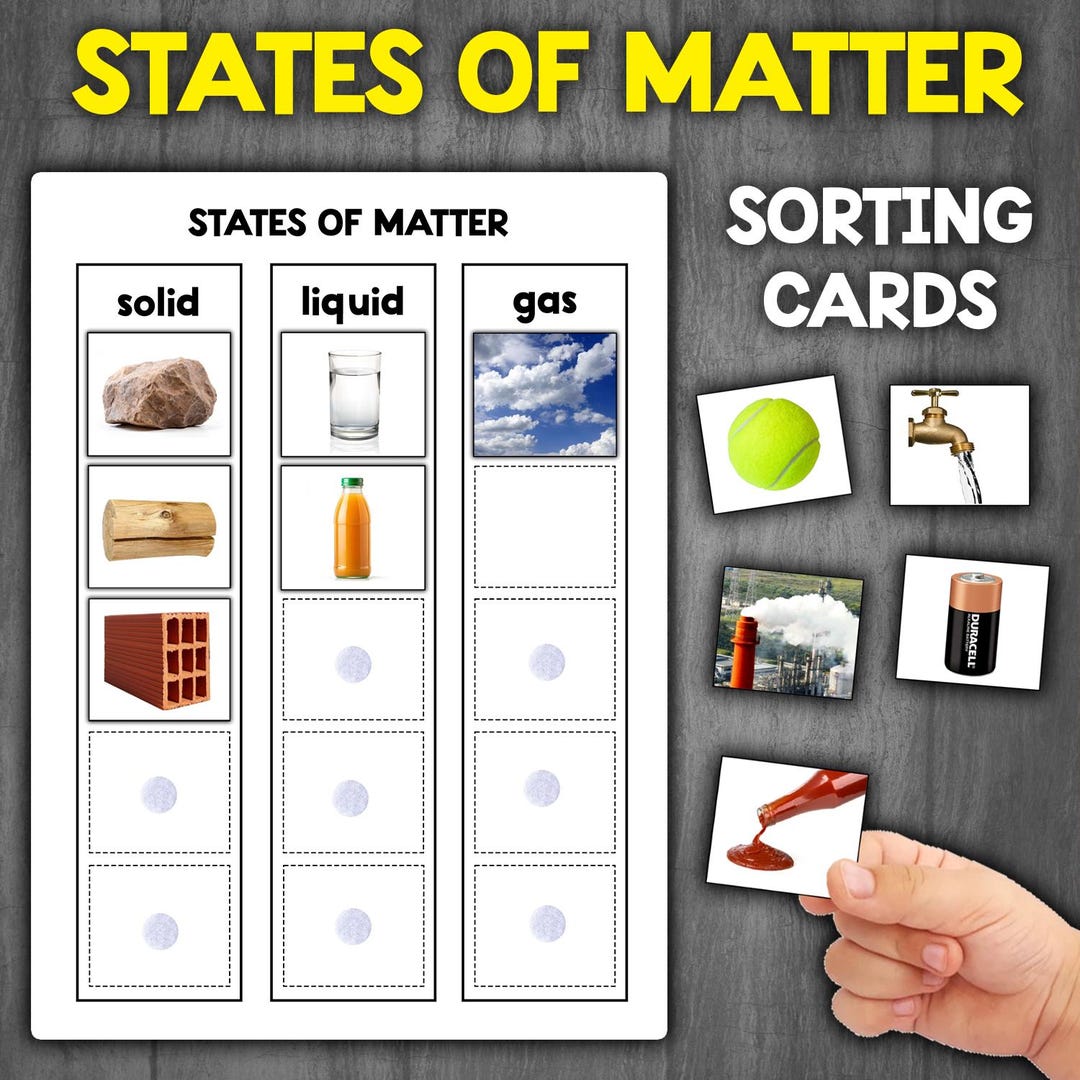 States of Matter Sorting Activity | Solid Liquid Gas REAL PICTURES ...