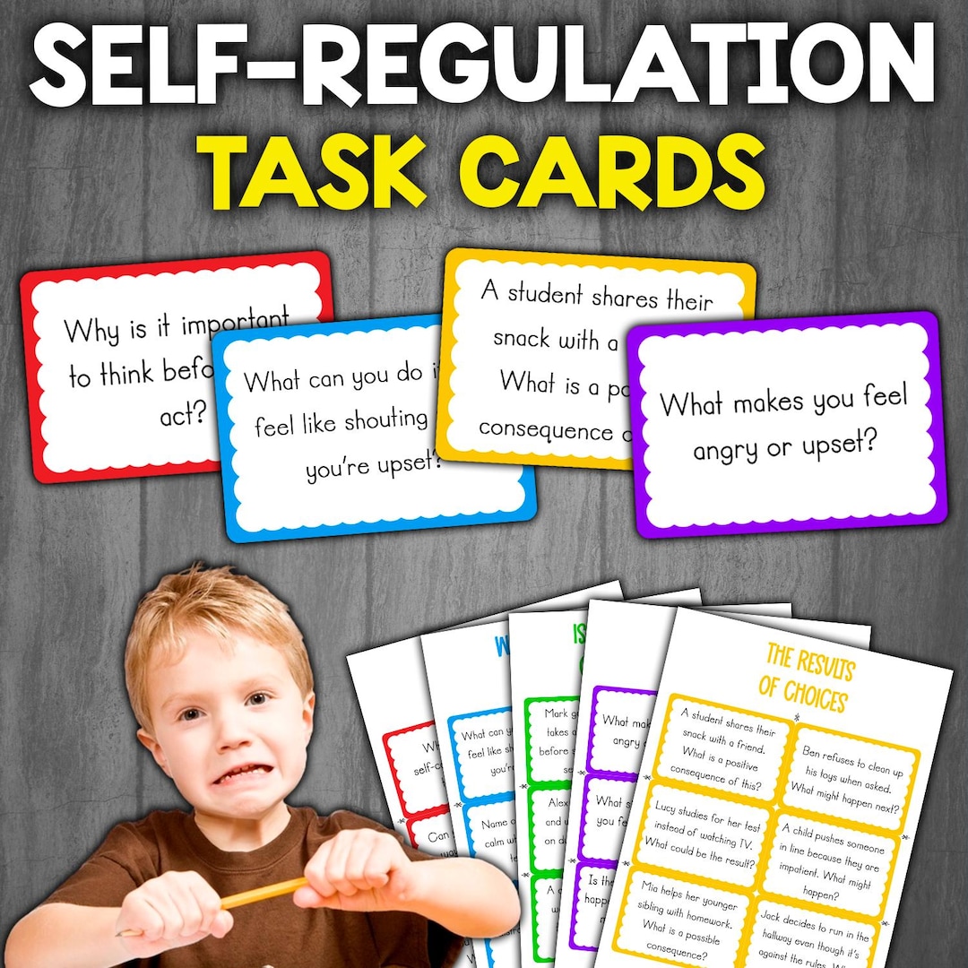 Self-control Task Cards | Self-regulation Activities | Impulse Control ...