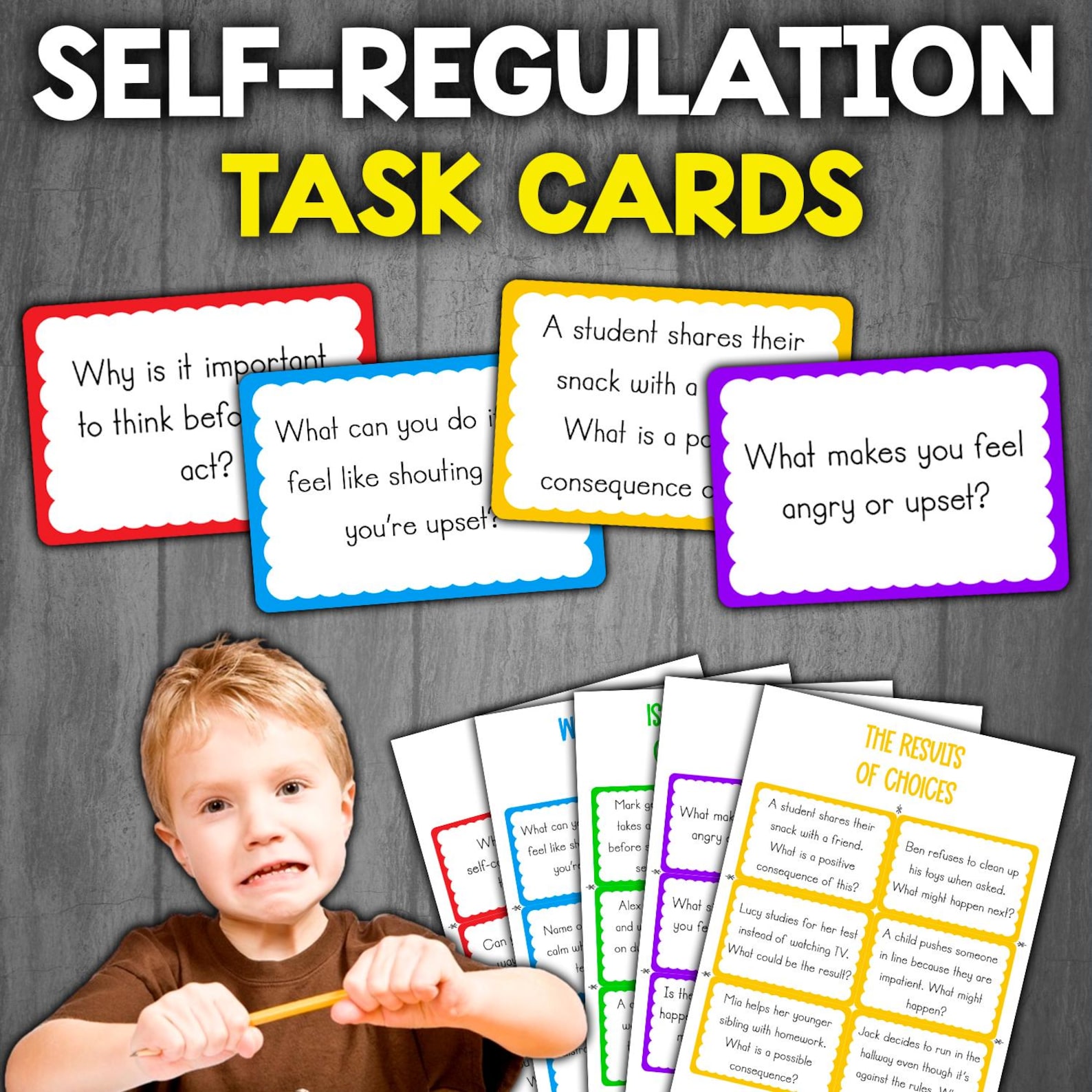 Self-control Task Cards | Self-regulation Activities | Impulse Control ...