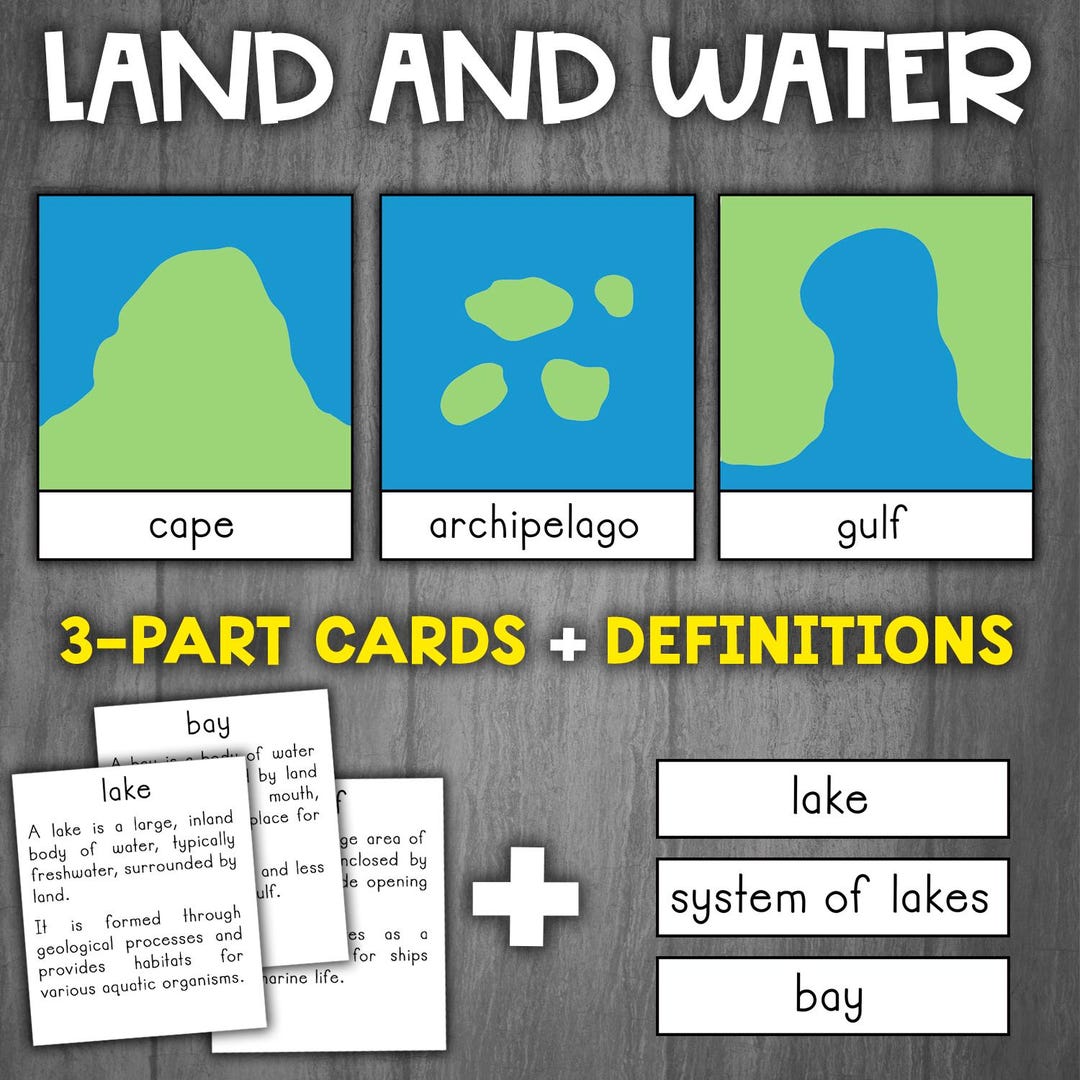 Landforms and Bodies of Water | Montessori Activity | Land and Water ...