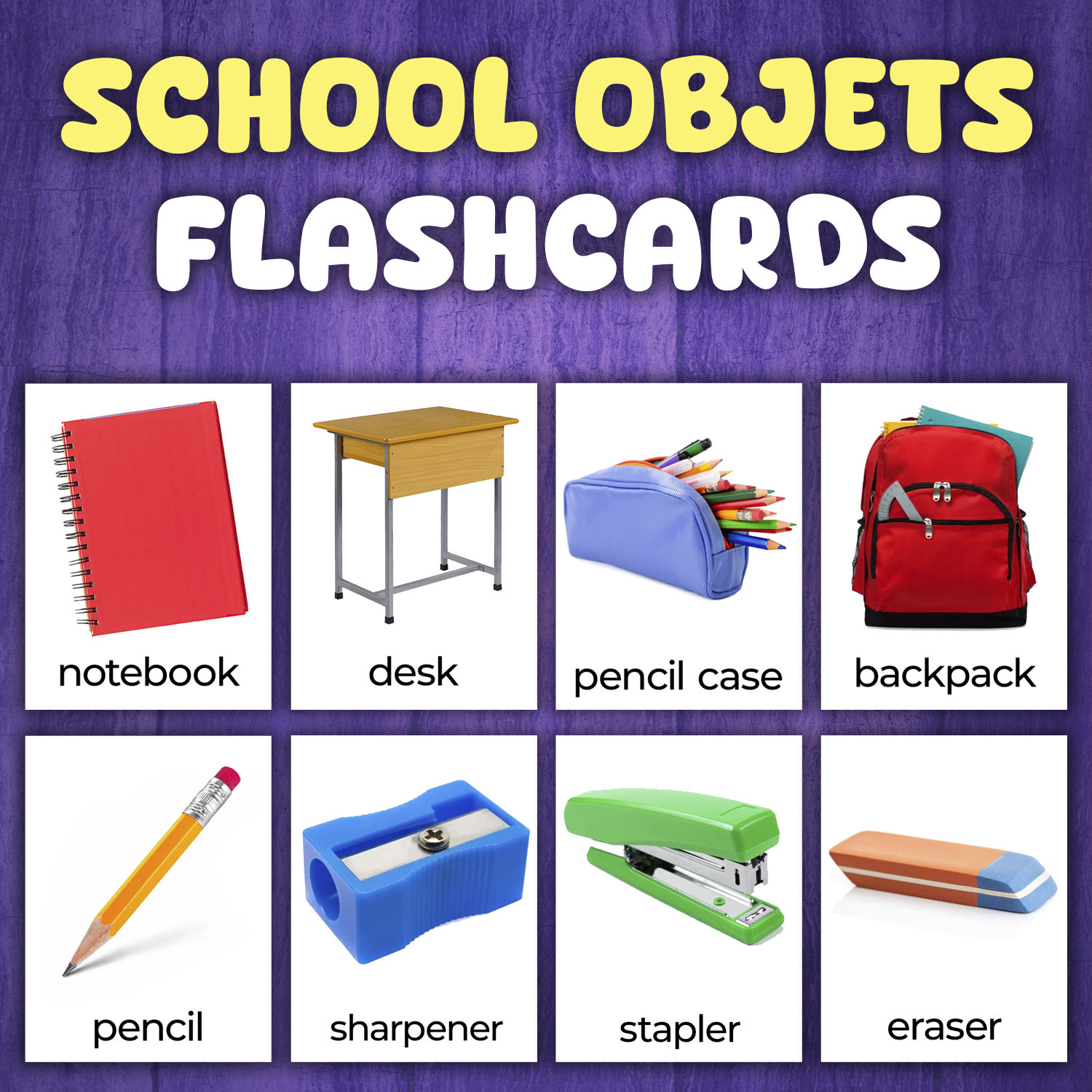 School Objects Vocabulary Flashcards | Classroom Objects Vocabulary ...