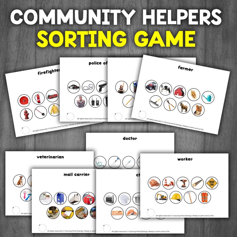 Community Helpers Sorting Activity | Community Helpers Matching ...