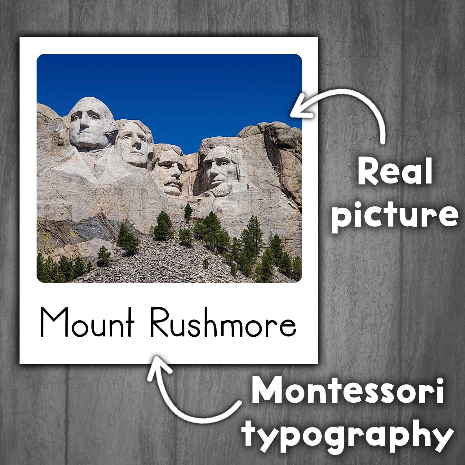 US Landmarks & Symbols Montessori 3-part Cards Nomenclature Flash Cards ...