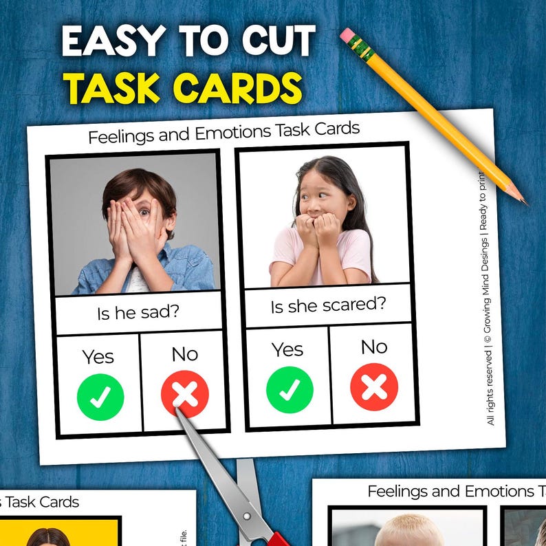 Identifying Feelings & Emotions Activity Task Cards Special Education ...