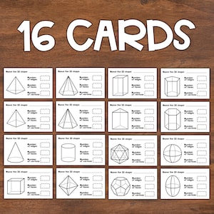 3D Shapes Cards | Edges, Sides, Vertices | 3D Shapes Worksheets ...