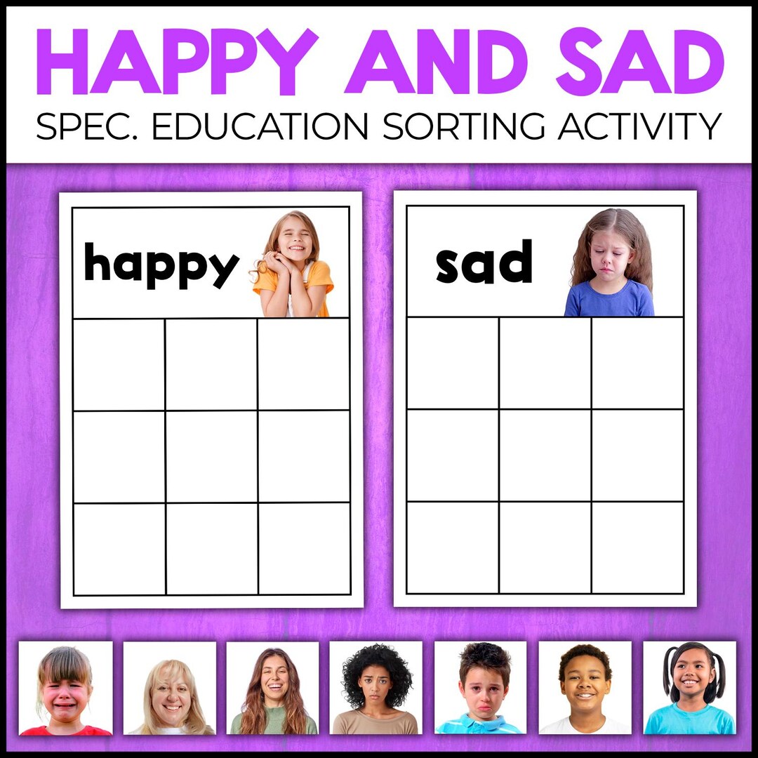 Identifying Feelings and Emotions | Happy and Sad Activity for Special ...