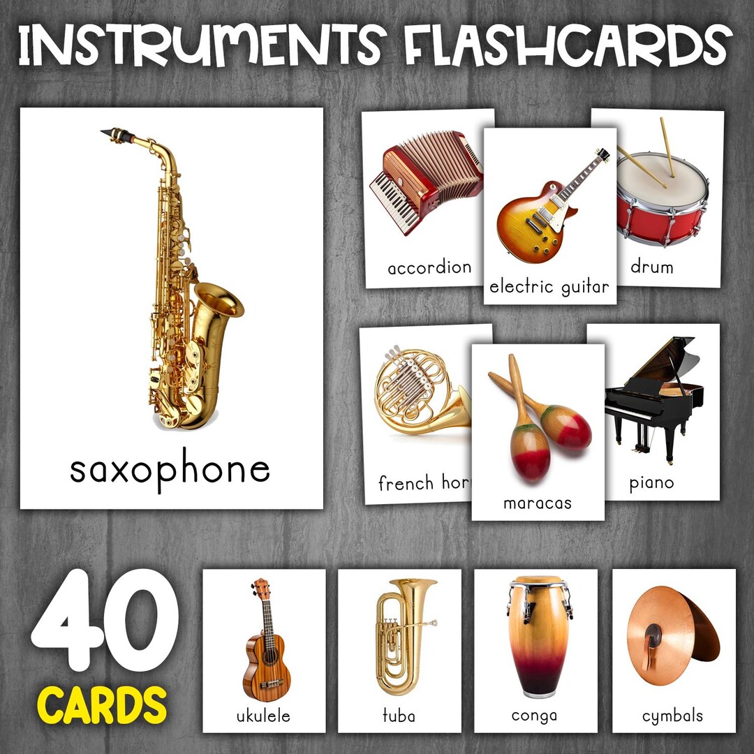 Instruments Vocabulary Flashcards | Real Pictures | Montessori 3-part ...