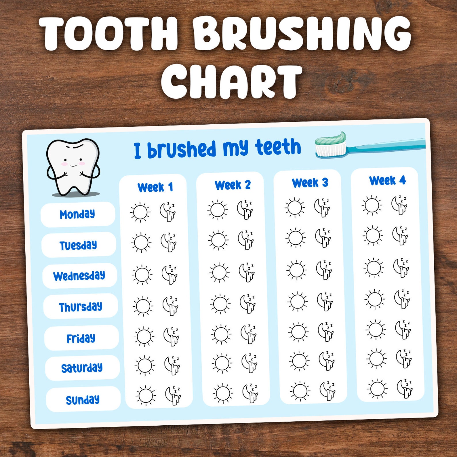 I Brushed My Teeth Chart Tooth Brushing Chart Toddler Reward Chart Kids ...