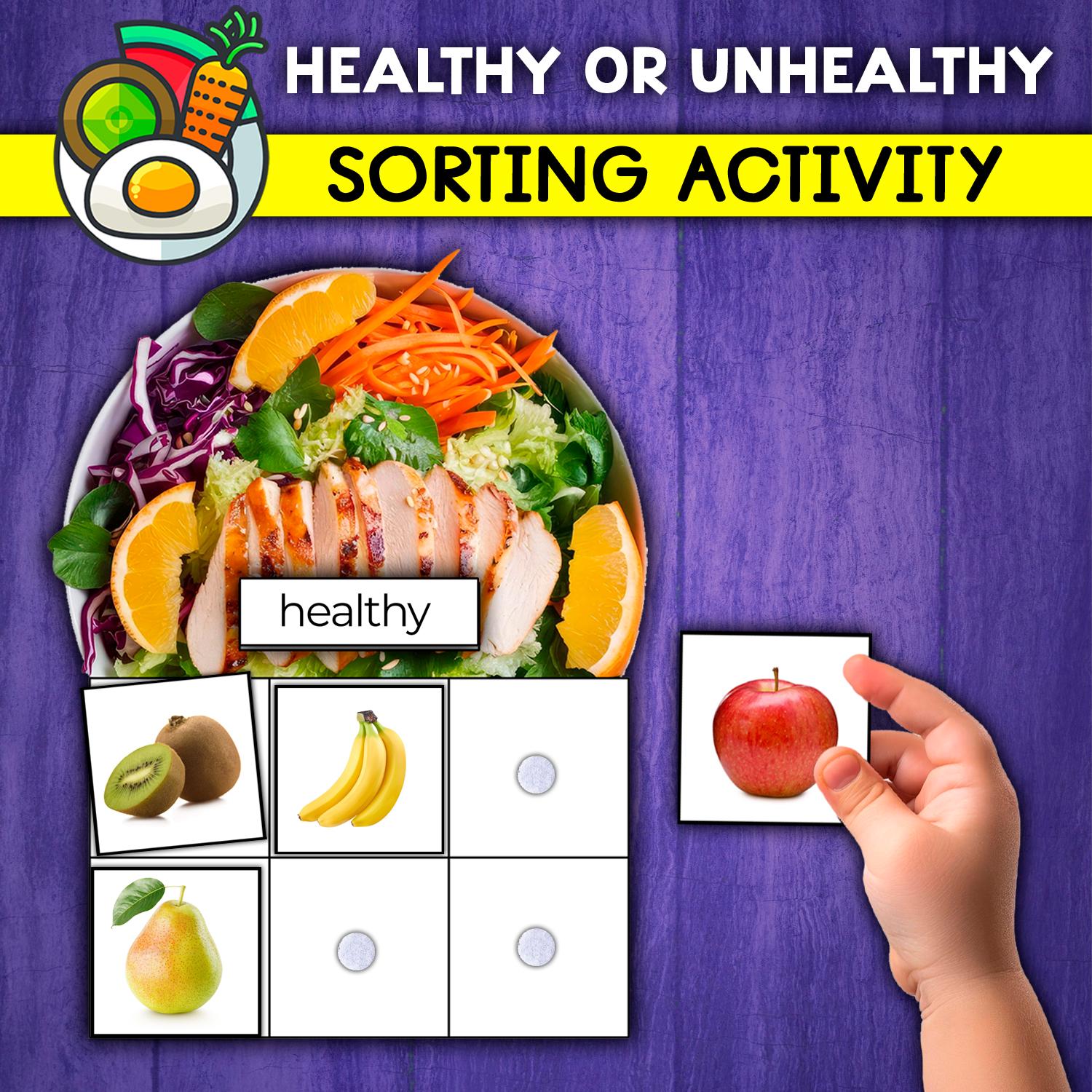 Healthy and Unhealthy Food Pictures Sorting Activity Nutrition Activity ...