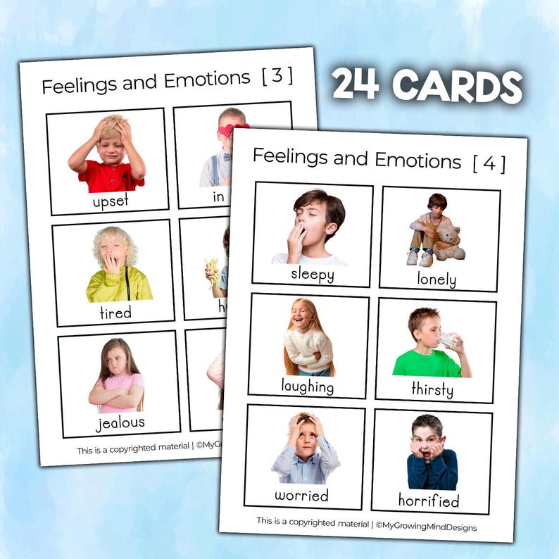 Feelings and Emotions Picture Cards | Flashcards for Autism, Speech ...
