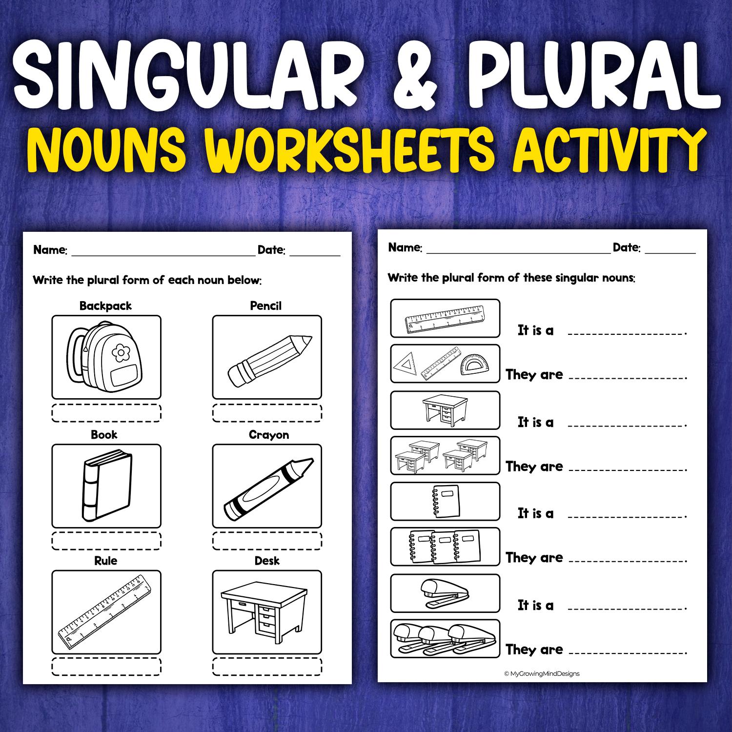 Singular and Plural Nouns Worksheets | First & Second Grade Grammar and ...