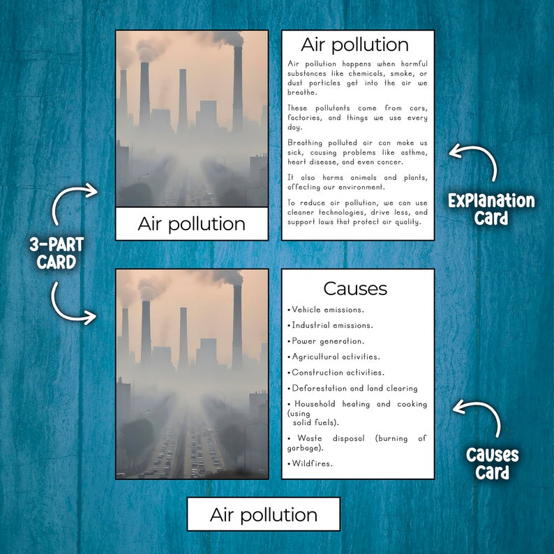 Types of Pollution Montessori Activity | Air, Water, Soil, Noise and ...