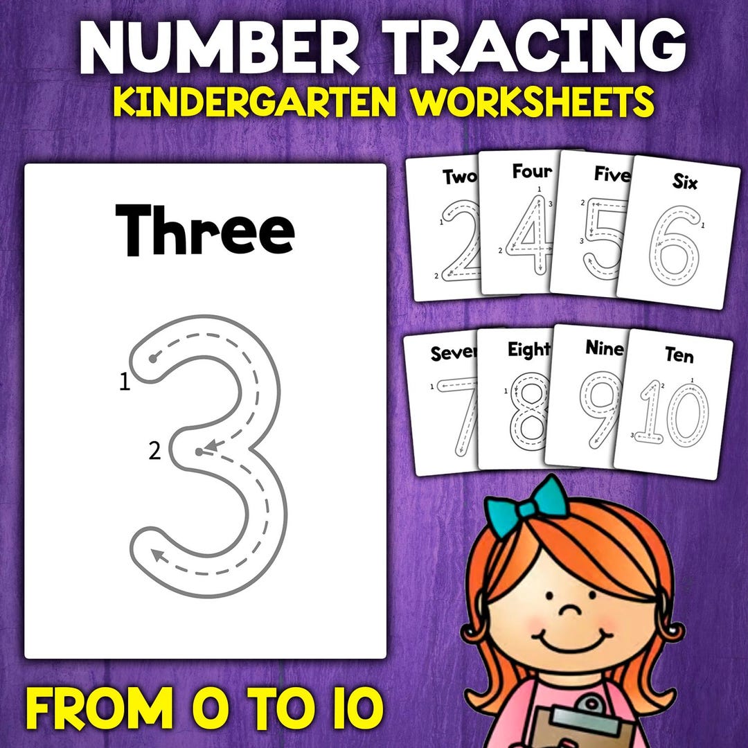 Preschool Numbers Tracing Worksheet | From 0 to 10 | Kindergarten ...
