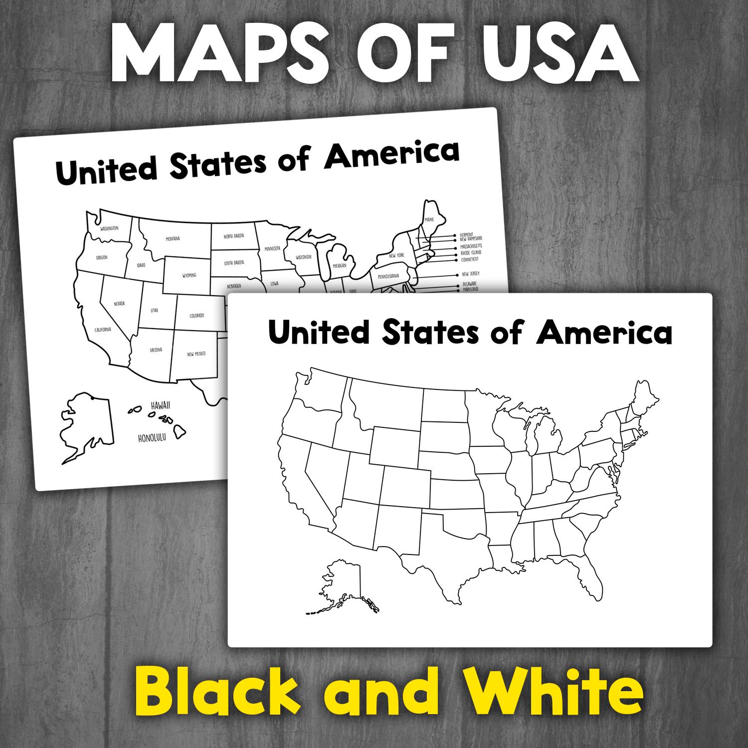 Blank Map of the United States | Blank & White | Outlines Blank Map of ...