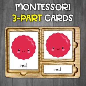 Colors Vocabulary Flashcards Preschool Colors Montessori 3-part Cards ...