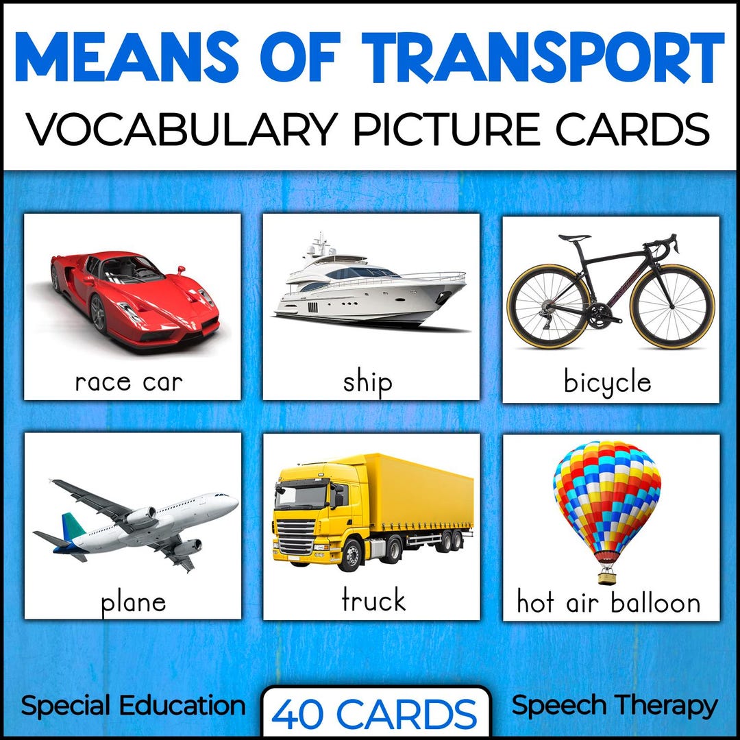 Transportation Picture Cards & Flashcards | Means of Transport for ESL ...