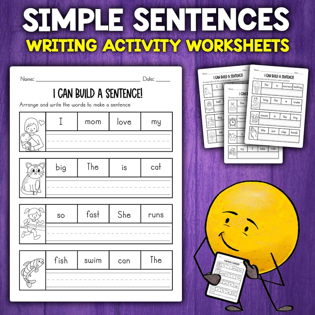 Simple Sentences Worksheets | Writing Simple Sentences Activity for ...