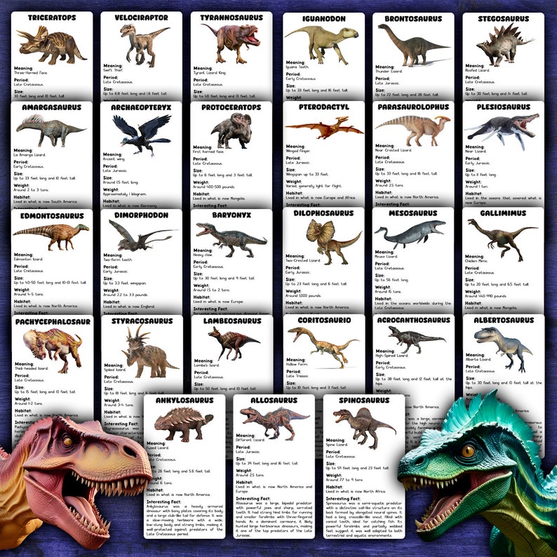 Dinosaurs Fact Cards | Dinosaurs Flashcards | Dinosaurs Activity ...