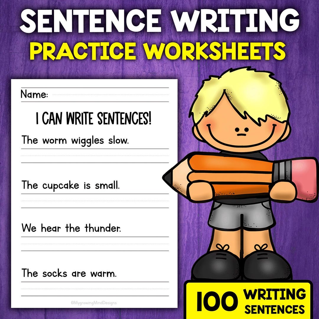 Sentence Writing Practice Worksheets | Sentence Handwriting Practice ...
