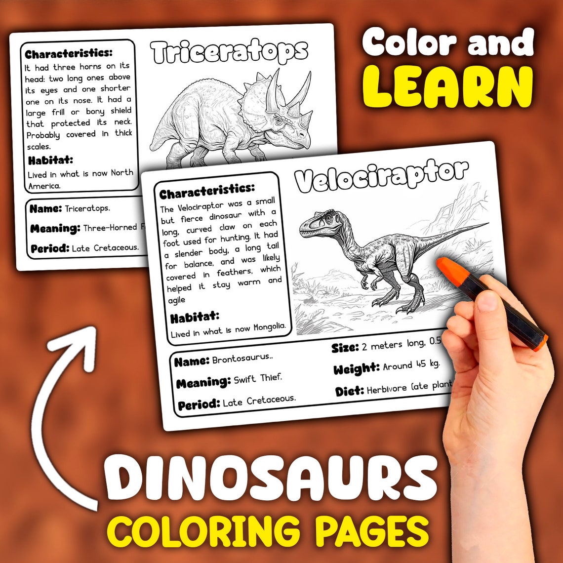 Dinosaurs Coloring Pages | WITH FACTS | Dinosaurs Coloring Book for ...