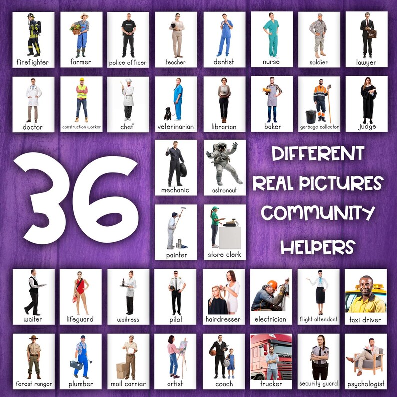 Community Helpers Flashcards | Jobs Professions Occupations Flashcards ...