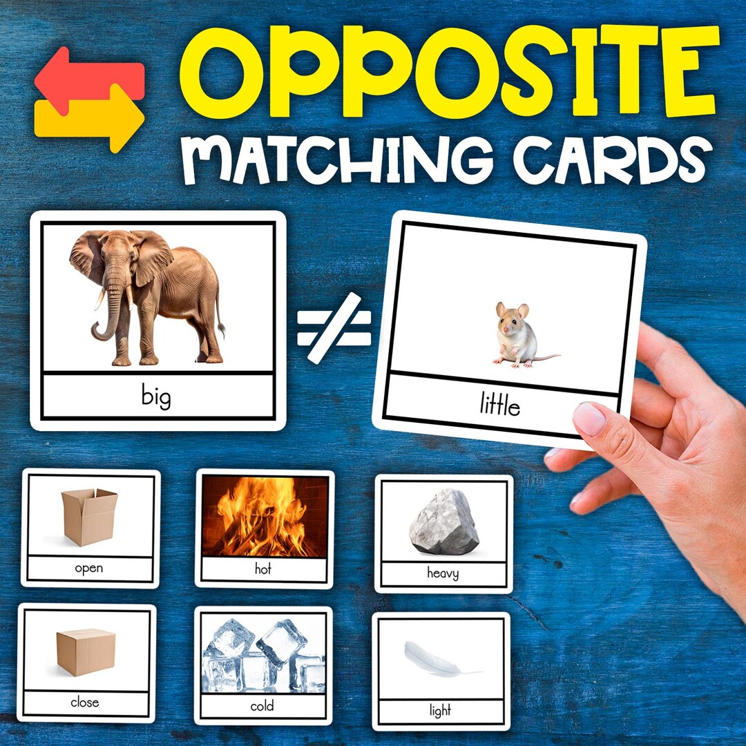 Opposite Matching Cards | Opposites Flashcards | Speech Therapy ...