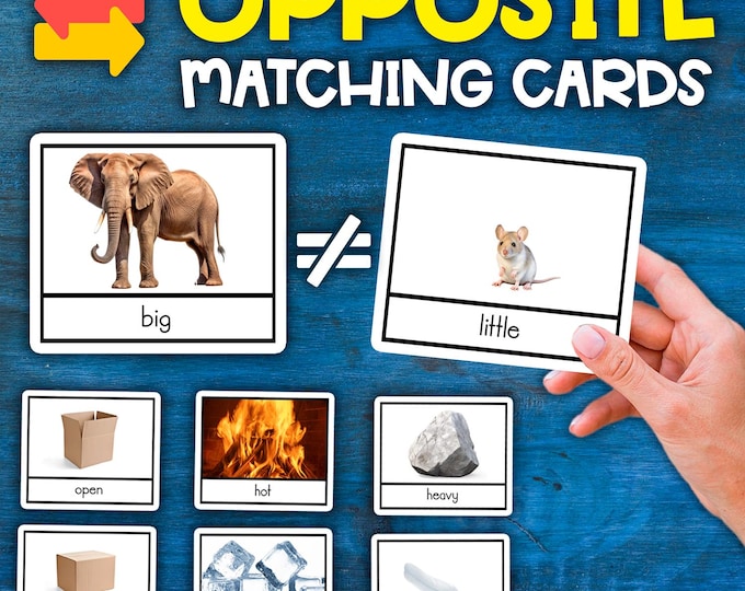 Montessori Opposites Learning Cards - Printable Educational Flashcards ...