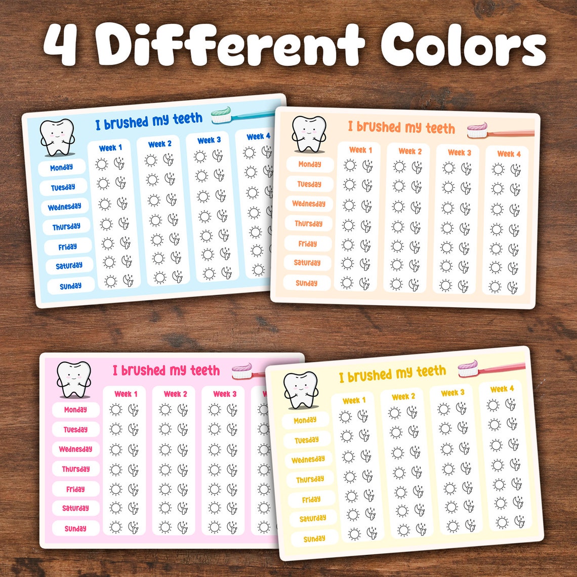 I Brushed My Teeth Chart Tooth Brushing Chart Toddler Reward Chart Kids ...