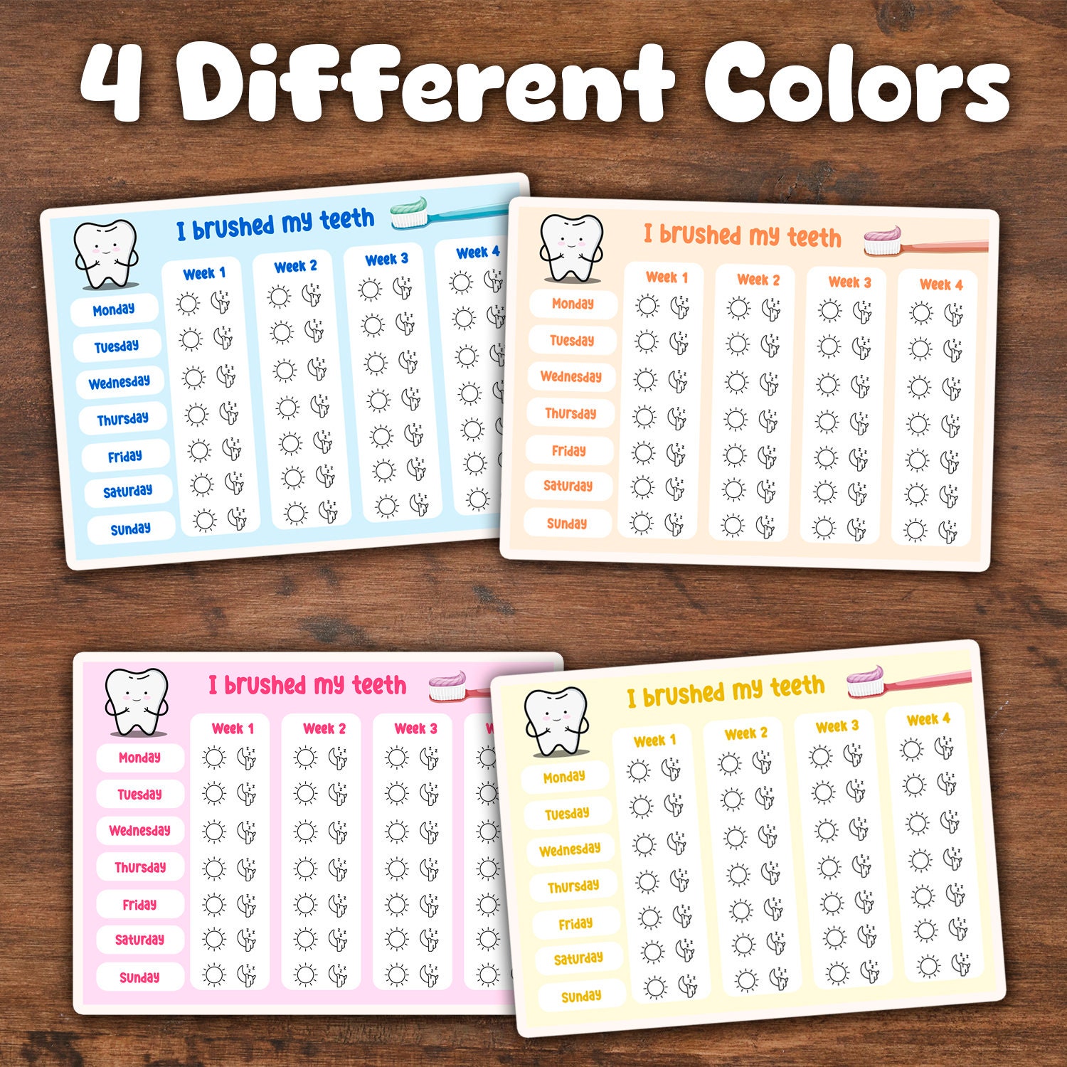 I Brushed My Teeth Chart Tooth Brushing Chart Toddler Reward Chart Kids ...