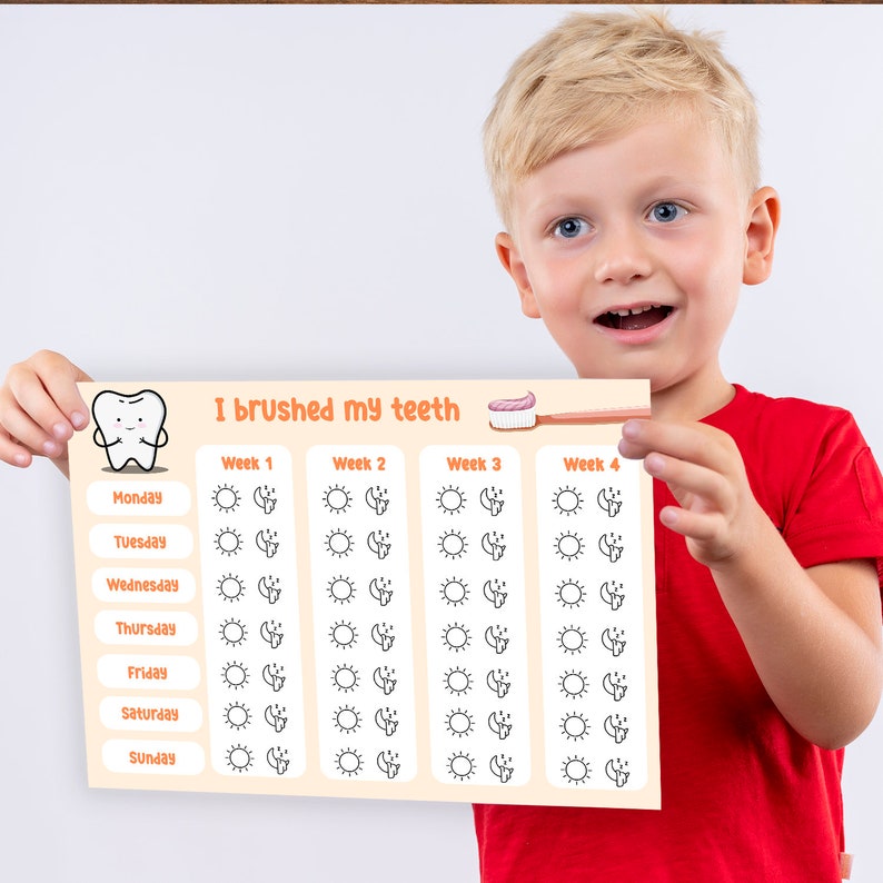 I Brushed My Teeth Chart Tooth Brushing Chart Toddler Reward Chart Kids ...