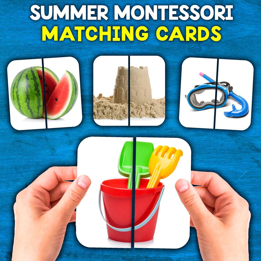 Summer Themed Matching Activity Montessori 2-pieces/part Puzzle Game ...