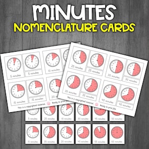 Clock Minutes Numbers | Telling Time Montessori Nomenclature Cards ...