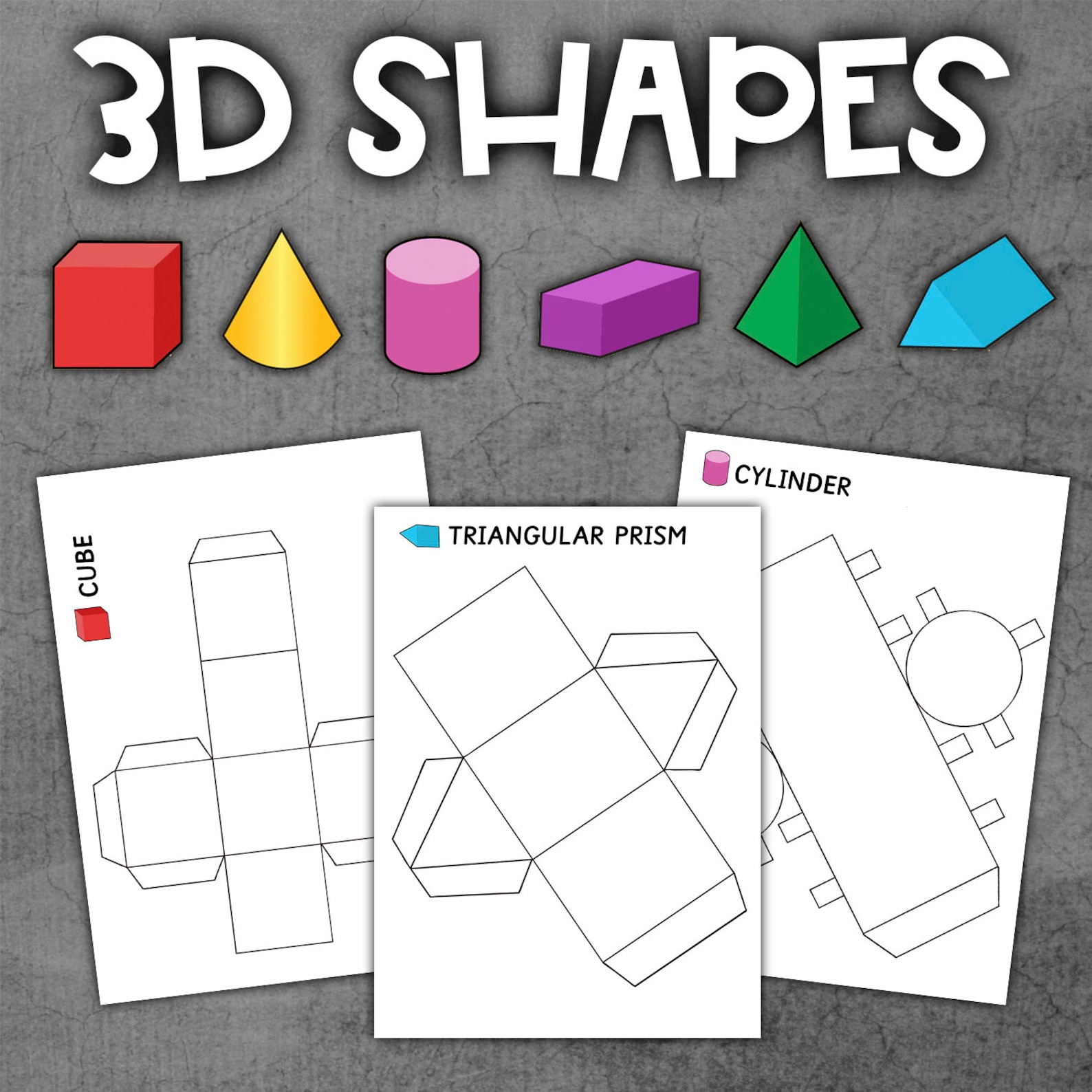 3D Shapes (cut and Fold) - Three-dimensional Shapes | Paper Craft ...