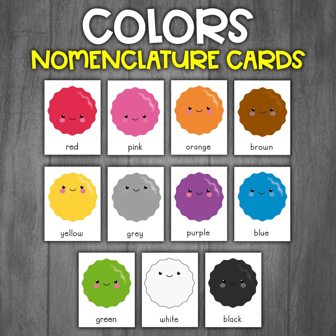 Colors Vocabulary Flashcards Preschool Colors Montessori 3-part Cards ...