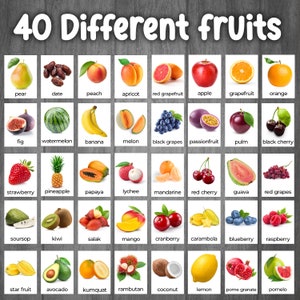 Fruits Flashcards | REAL PICTURES | Fruits Montessori 3-PART Cards ...