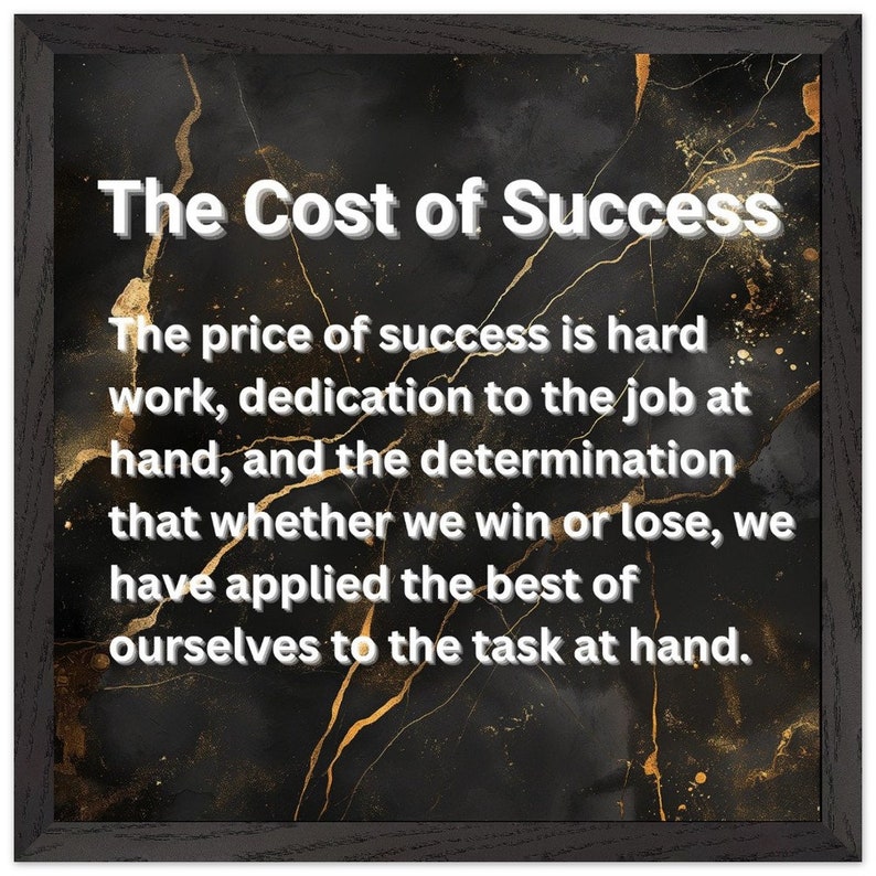 Cost of Success Motivational Wall Art Print Inspirational Wall Art ...