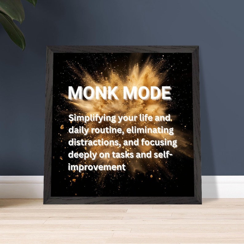 Monk Mode Definition Motivational Typography Print, Inspirational Print ...