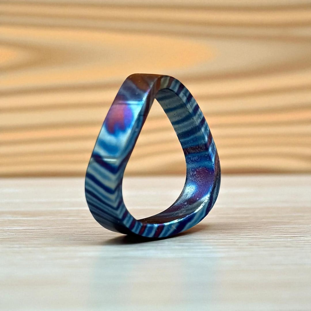 Handmade Timascus Ring Unique Damascus Titanium Wedding Band 5th ...
