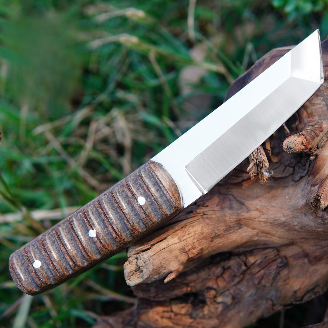 Hand Forged Tanto Knife: Japanese Samurai Style, 440C Steel, Leather ...
