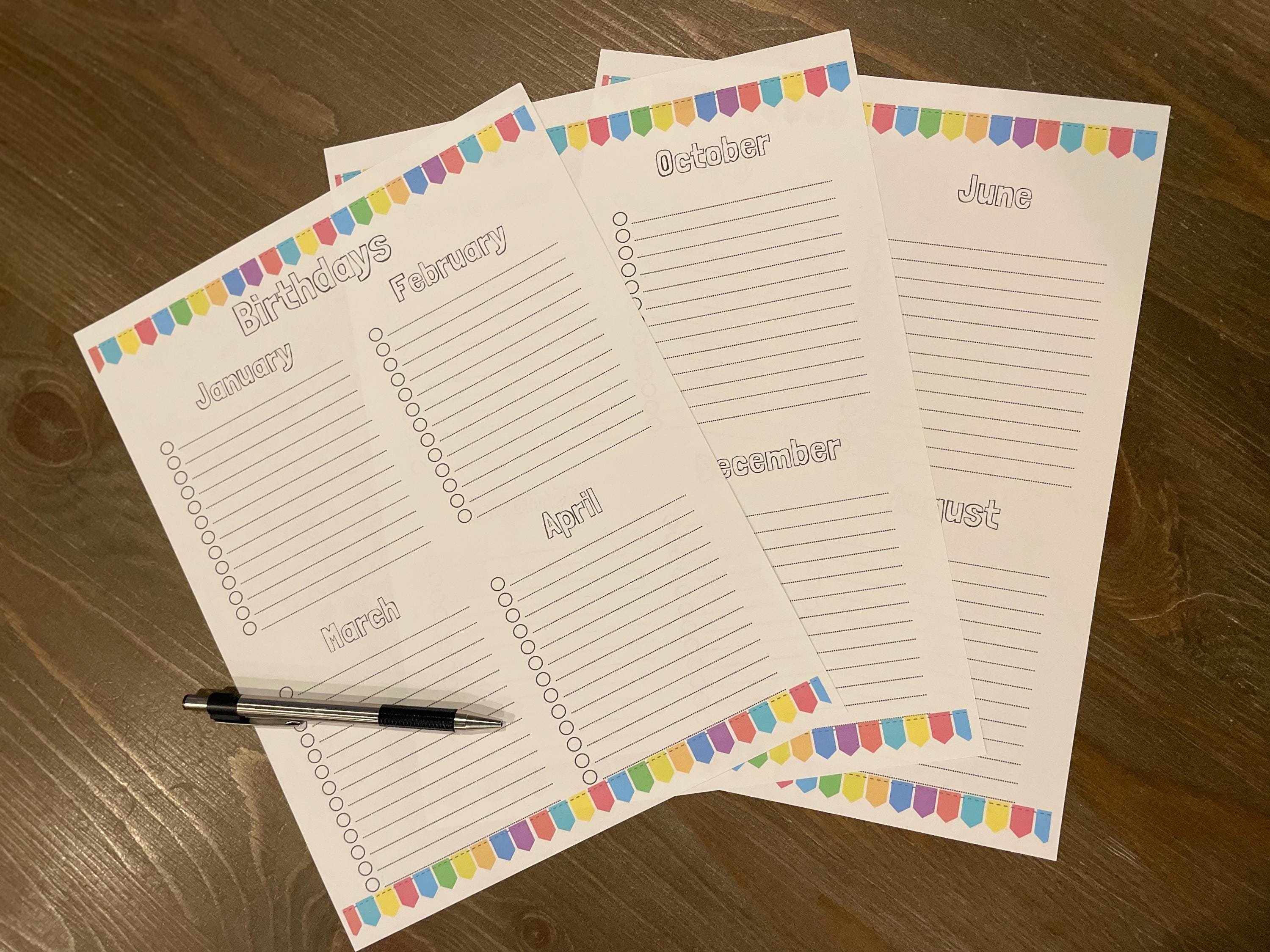 Birthday Tracker, Birthday Calendar, Organization, Birthday Tracker for ...