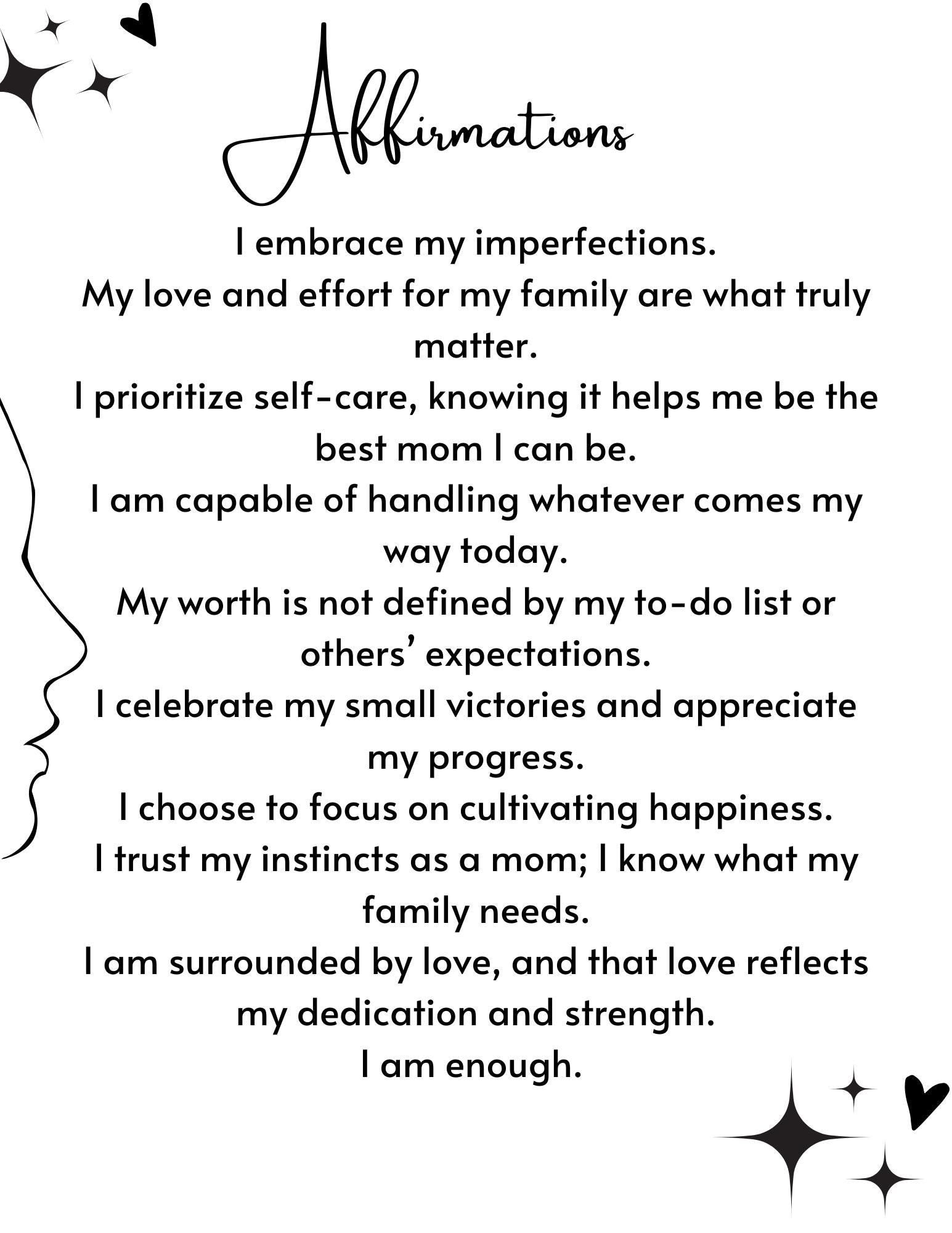 Positive Affirmations for Moms, Mothers, New Moms, Meditation, Positive ...