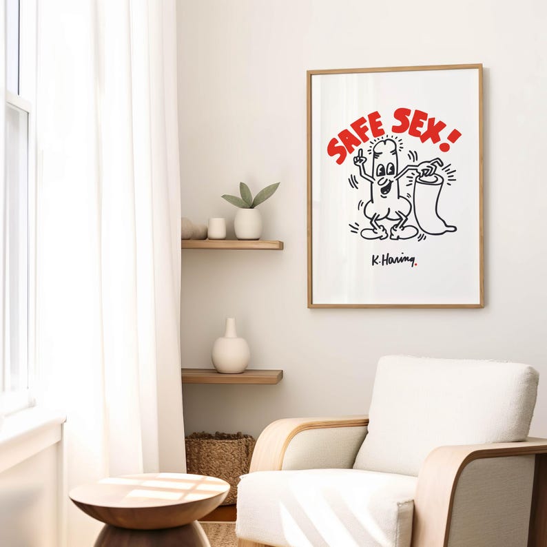 Keith Haring Safe Sex Pop Art Wall Art, Digital Print Download, Digital ...