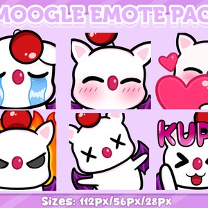 FF Moogle Emote Pack 6 Twitch Streamer Video Game Final Fantasy Gaming ...