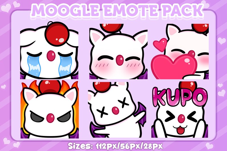 FF Moogle Emote Pack 6 Twitch Streamer Video Game Final Fantasy Gaming ...