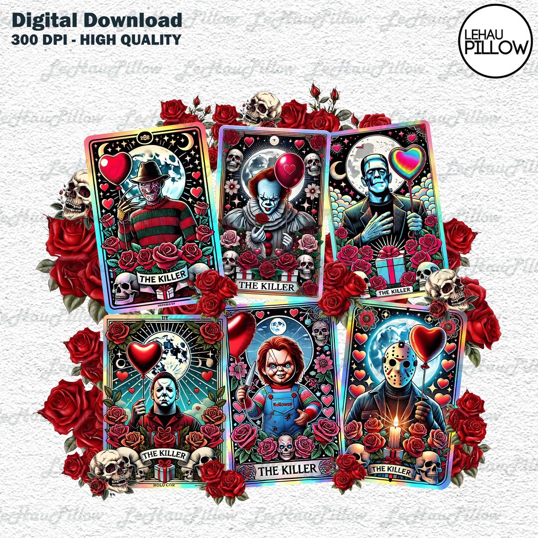 Pink Horror Friends Tarot Card Png, Horror Killer Valentine Png ...