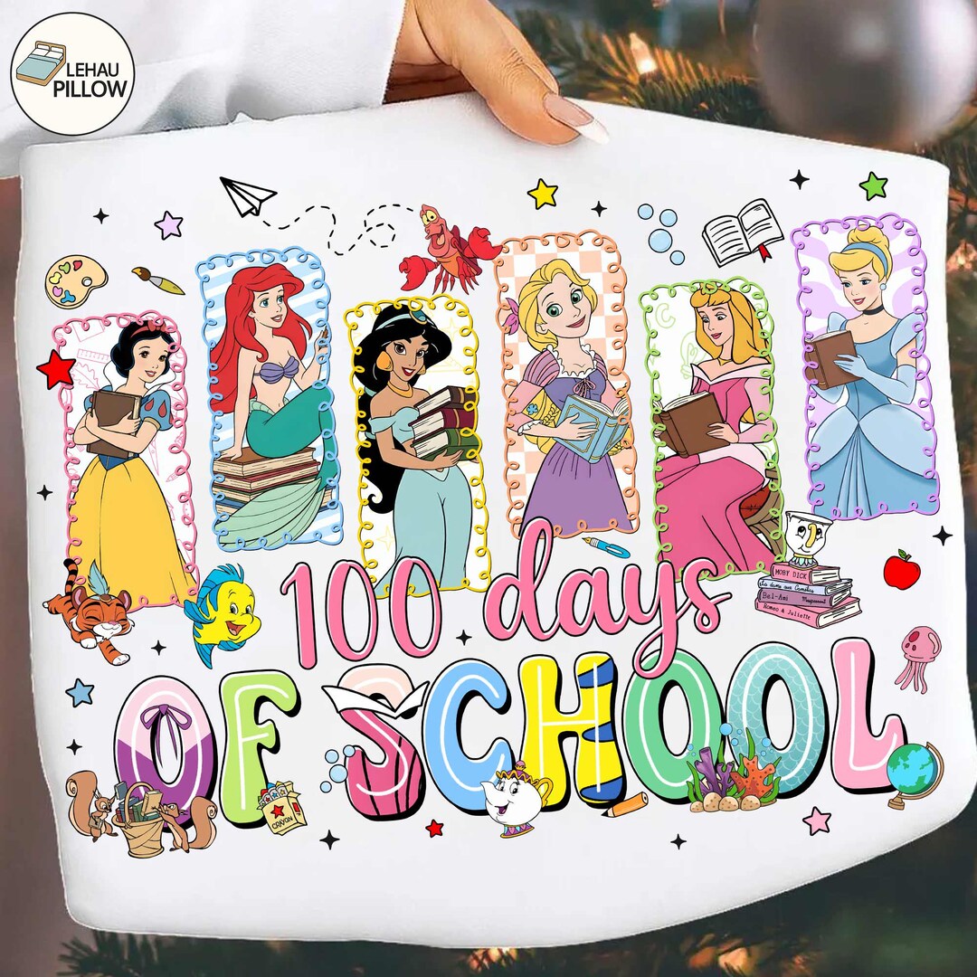 Princess 100 Days of School Png, Cartoon School Png, Coquette Bow 100 ...