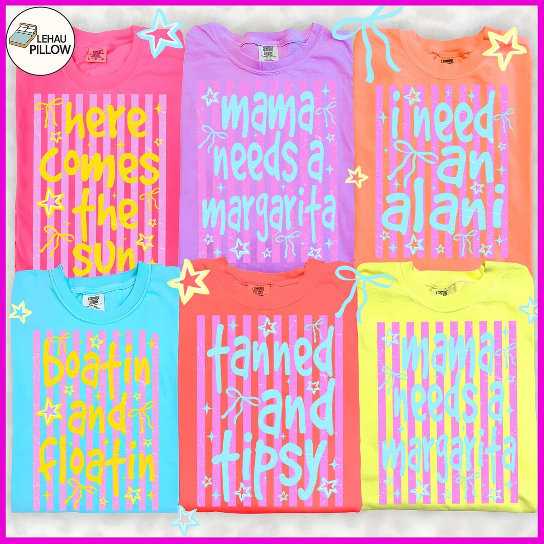 Floral Striped Summer Bundle Png, Beach Life Bundle PNG, Colorful ...