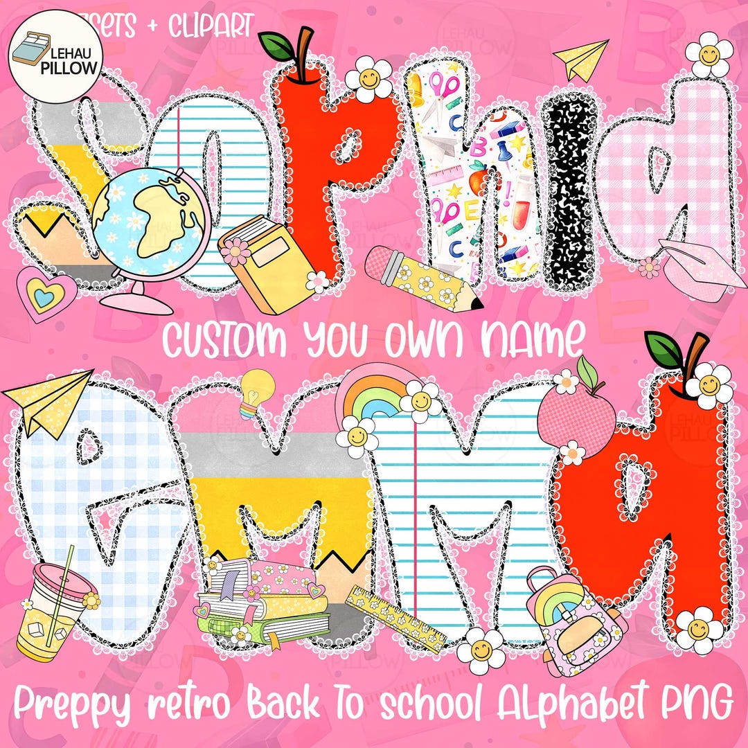 Preppy Retro Back to School Alphabet, Preppy Custom Teacher 1st/2nd/3rd ...