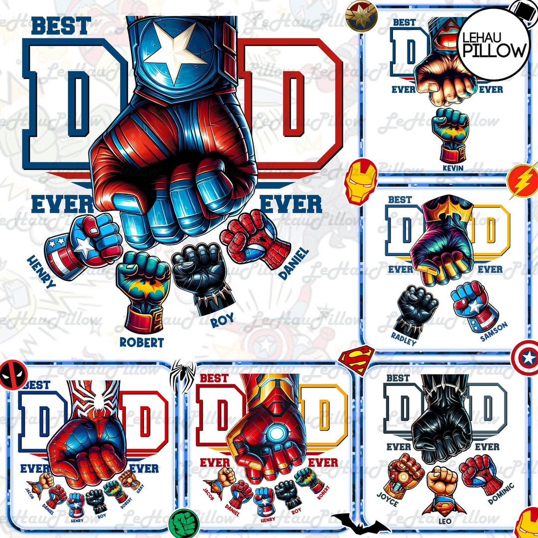 Best Dad Ever Png, Fist Bump Set Superhero Png, Custom Superhero Png ...